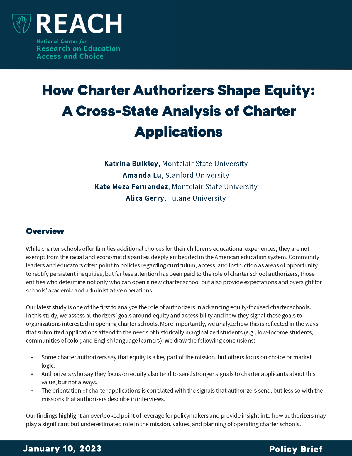 How Charter Authorizers Shape Equity: A Cross-State Analysis of Charter ...